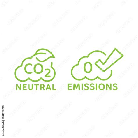 CO2 Neutral And Zero Emissions Cloud Vector Icon Carbon Dioxide Free