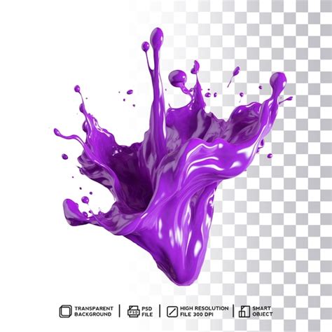 Respingo De Tinta Colorida Roxa Do Photoshop Em Fundo Transparente