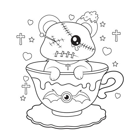 Creepy Kawaii Pastel Goth Coloring Page Vector Art At Vecteezy