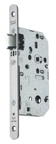 Serrure à larder d452 bec de cane axe 50mm bout rond inox sans gâche