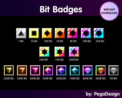 FULL SET Twitch Bit Badges Twitch Sub Badges Gem Vtuber Etsy UK