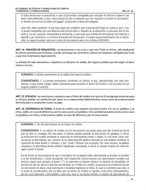 Ley General de Títulos y Operaciones de Crédito Comentada y