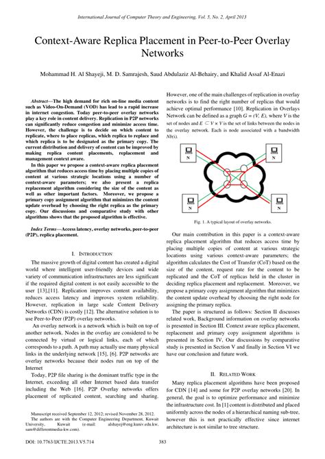 pdf context aware replica placement in peer to peer overlay networks