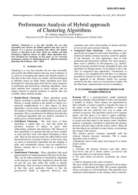 pdf performance analysis of hybrid approach of clustering algorithms