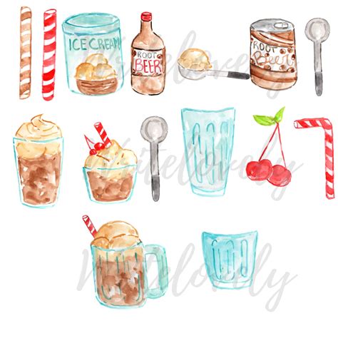 Root Beer Float Clip Art Watercolor Clip Art Summer Food Etsy