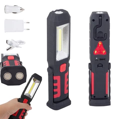Latarka Warsztatowa Lampa Led Cob Akumulatorowa Mocna Magnes Hak