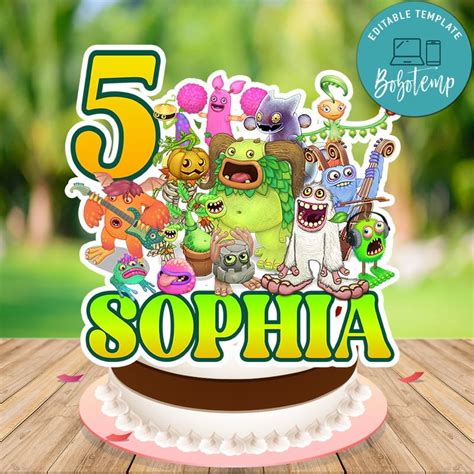 My Singing Monsters Birthday Cake Topper Template Printable Bobotemp