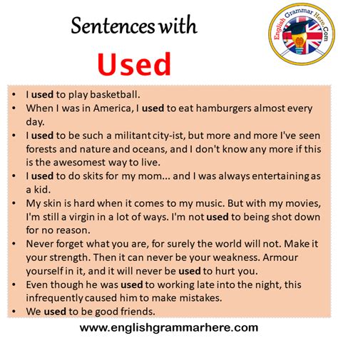 Sentences With Used Used In A Sentence In English Sentences For Used