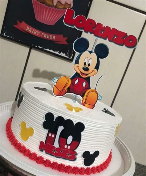 Topo Topper De Bolo Personalizado Mickey Elo