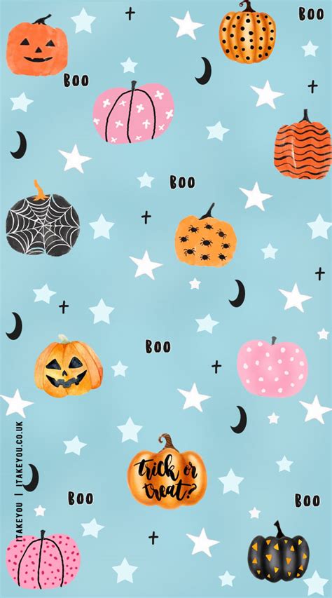 Chic And Preppy Halloween Wallpaper Inspirations Pumpkins Blue