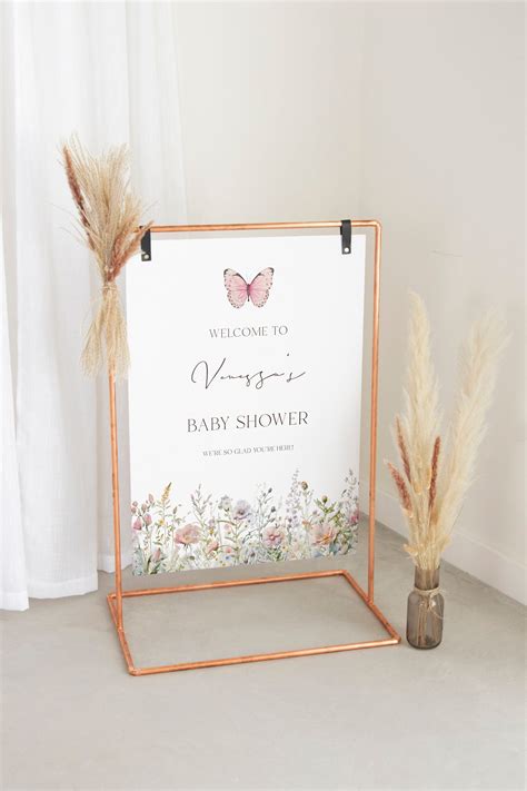 Butterfly Baby Shower Welcome Sign Template Printable Baby Etsy