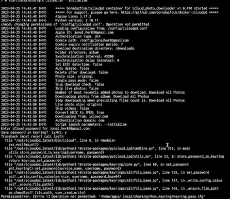operation not permitted · issue 328 · boredazfcuk docker icloudpd · github