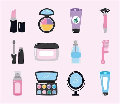 Doce iconos de salón de belleza Vector Premium