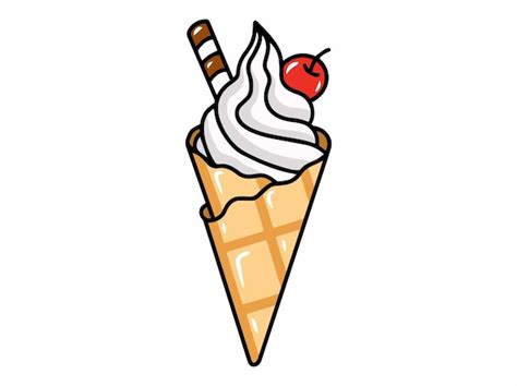 Ilustraci N De Cono De Helado De Vainilla Vector Premium