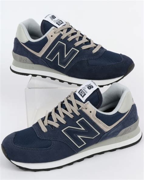 New Balance 574 Trainers Navy Grey Blue Running Shoes Suede Leather