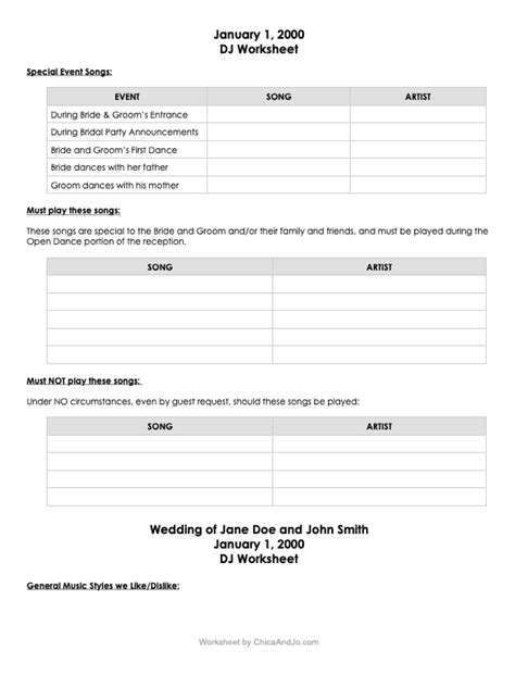 Printable Wedding Dj Checklist Template Printable Templates Free