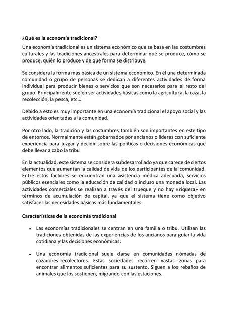 Qué es la economía tradicional øQuÈ es la economÌa tradicional Una