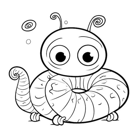 Ilustración caricatura en blanco y negro de lindo personaje animal