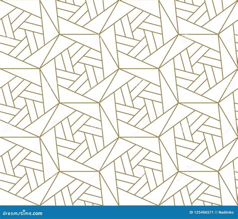Modern Simple Geometric Vector Seamless Pattern With Gold Line Texture