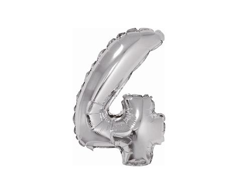 Balon foliowy Cyfra 4 srebrna 35 cm GoDan Przyjęcia i okazje w