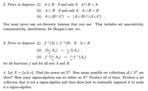 solved 2 prove or disprove i a⊂b if and only if a∩b a