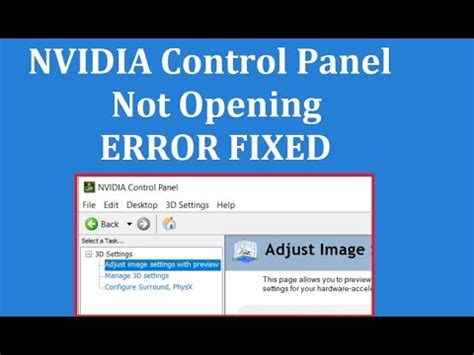 How To Fix Nvidia Control Panel Not Opening Youtube