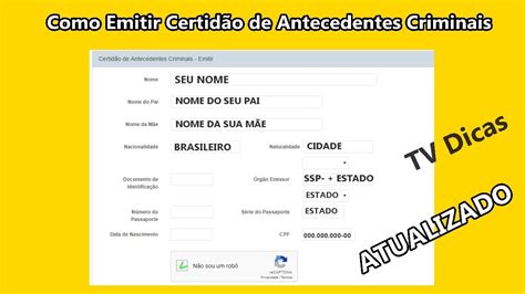 Como Emitir Certidão de Antecedentes Criminais Atualizado YouTube