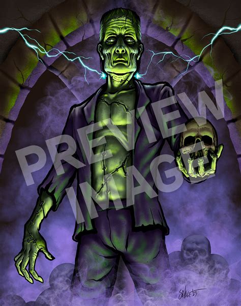 Portrait Of Frankensteins Monster Art Print Shop Sinister Dark Art And Creations By Chad Savage