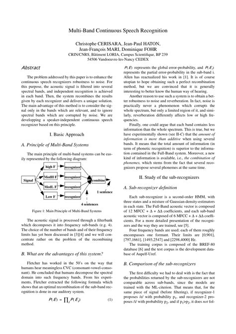 pdf multi band continuous speech recognition
