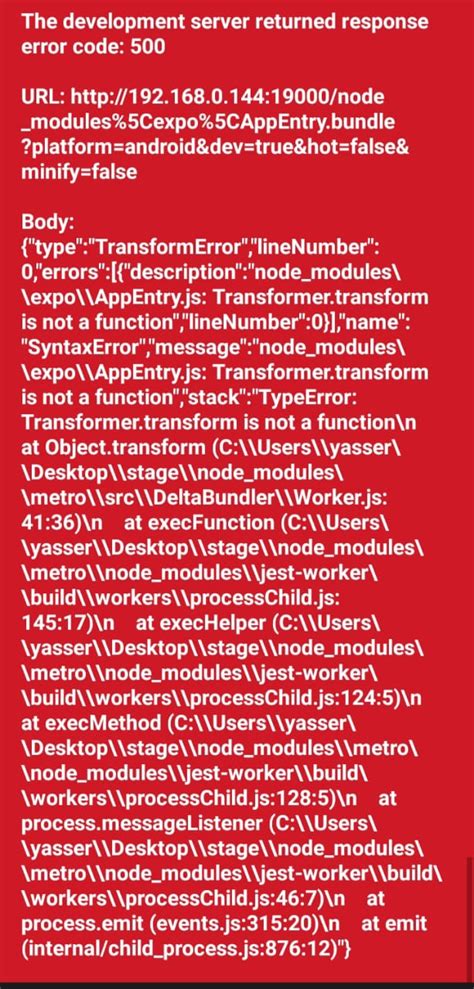 React Native Failed Building JavaScript Bundle Node Modules Expo