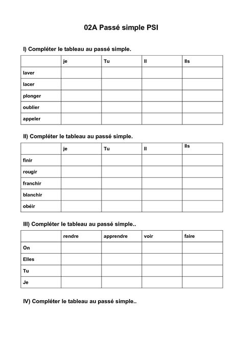 Subordinate Queen I M Sorry Pass Simple Exercices Imprimer Exactly