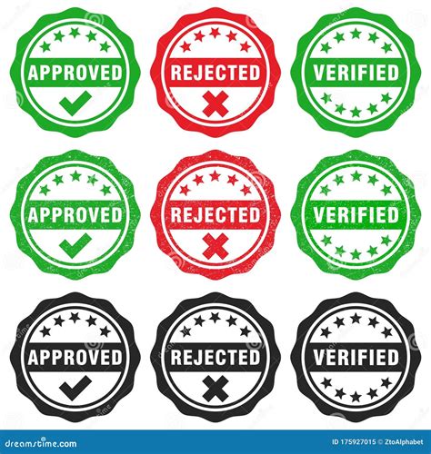 Approved Rejected And Verified Stamp Stock Vector Illustration Of
