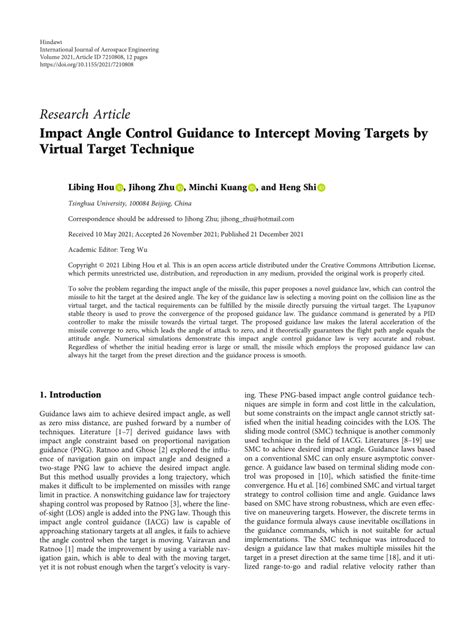 pdf impact angle control guidance to intercept moving targets by virtual target technique