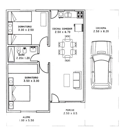Plano De Casa De Dormitorios Y Metros Cuadrados Planos Casa Dos