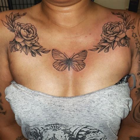 Details More Than 85 Butterfly Chest Tattoo Female In Cdgdbentre