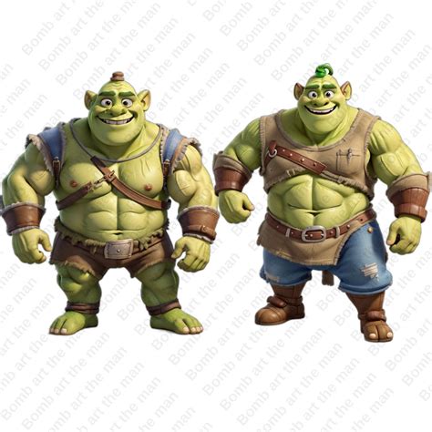 Muscle Shrek Png Bundle Strong Shrek Clipart Funny Super Etsy