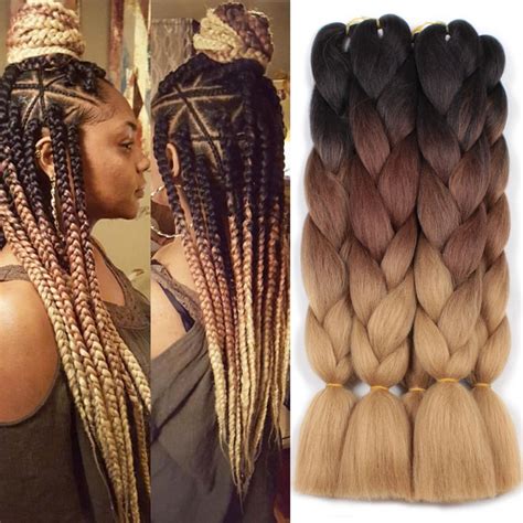 Xtrend Ombre Inch Synthetic Crochet Jumbo Braids Rainbow Kanekalon