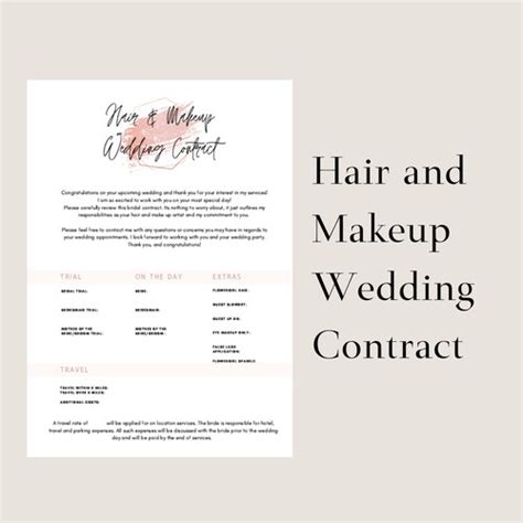 Bridal Makeup Contract Editable Canva Template Etsy