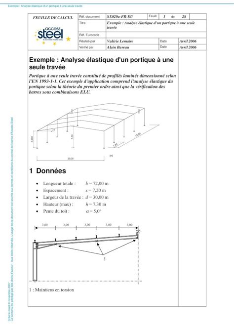 Pdf Analyse Lastique Dun Portique Une Seule Trav E Dokumen Tips