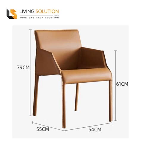 Axel Saddle Leather Dining Chair Living Solution Pte Ltd