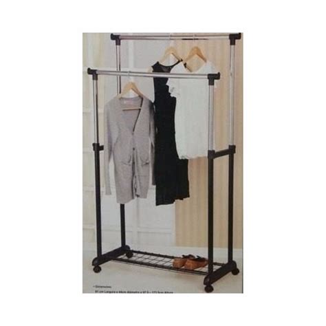 Arara Dupla De Roupas Altura Regul Vel Sapateira E Rodinhas R