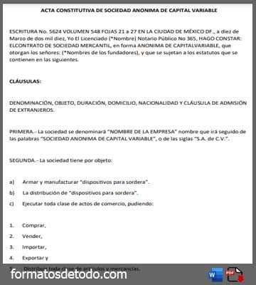 Ejemplo Acta Constitutiva Formato Para Llenar Hot Sex Picture 4392