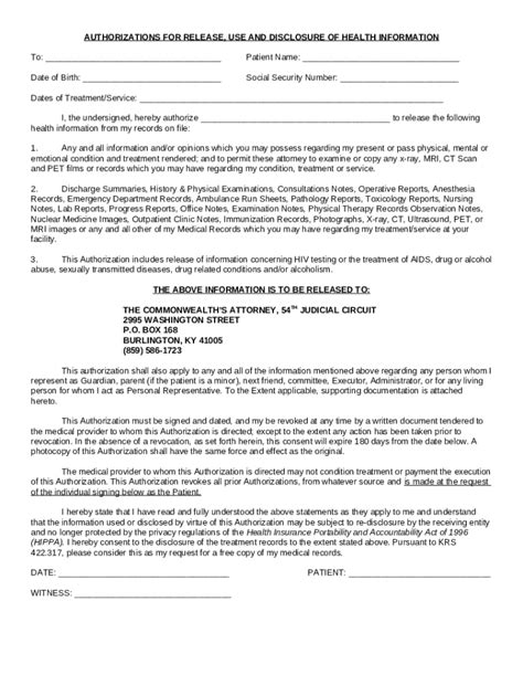 AUTHORIZATIONS FOR RELEASE USE AND DISCLOSURE OF HEALTH INATION Doc