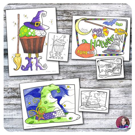 Halloween Doodle Coloring Pages Heidi Babin