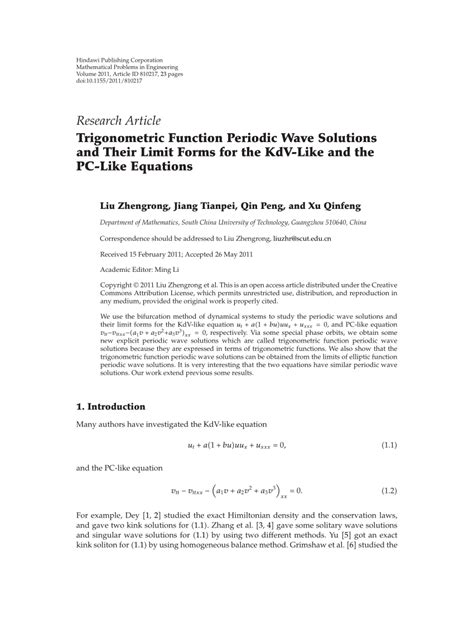 pdf trigonometric function periodic wave solutions and their limit forms for the kdv like and