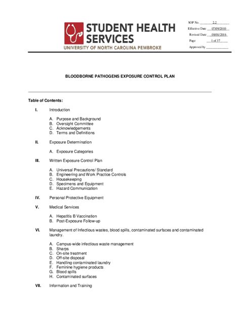 Fillable Online Standard Operating Procedure Blood Borne Fax Email