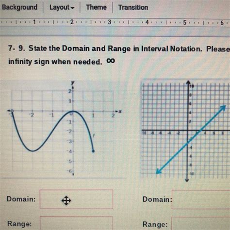 state the domain and range in interval notation