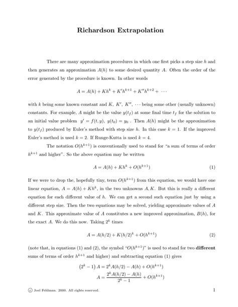 richardson extrapolation