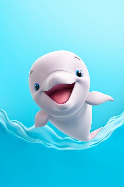 Delfín de dibujos animados lindo sonriendo Foto Gratis