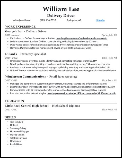 Amazon Delivery Driver Resume Examples For